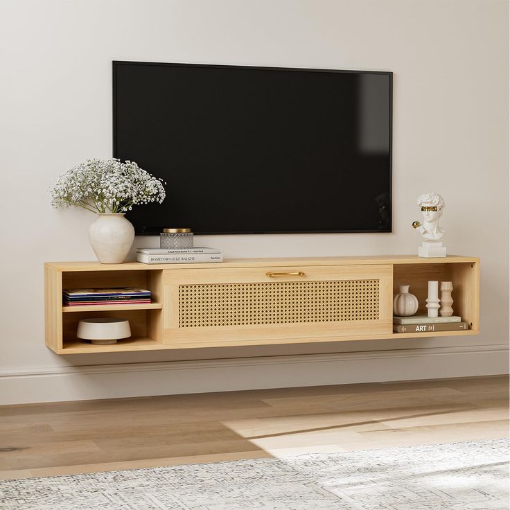 Floating rattan tv rack – Matt Wood